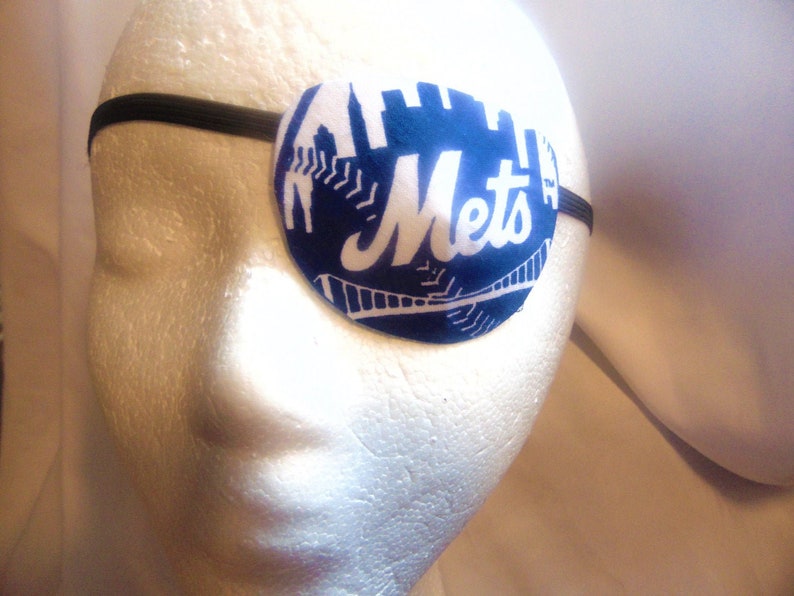 Adult unisex handmade eye patch with New York Mets Patches | Etsy