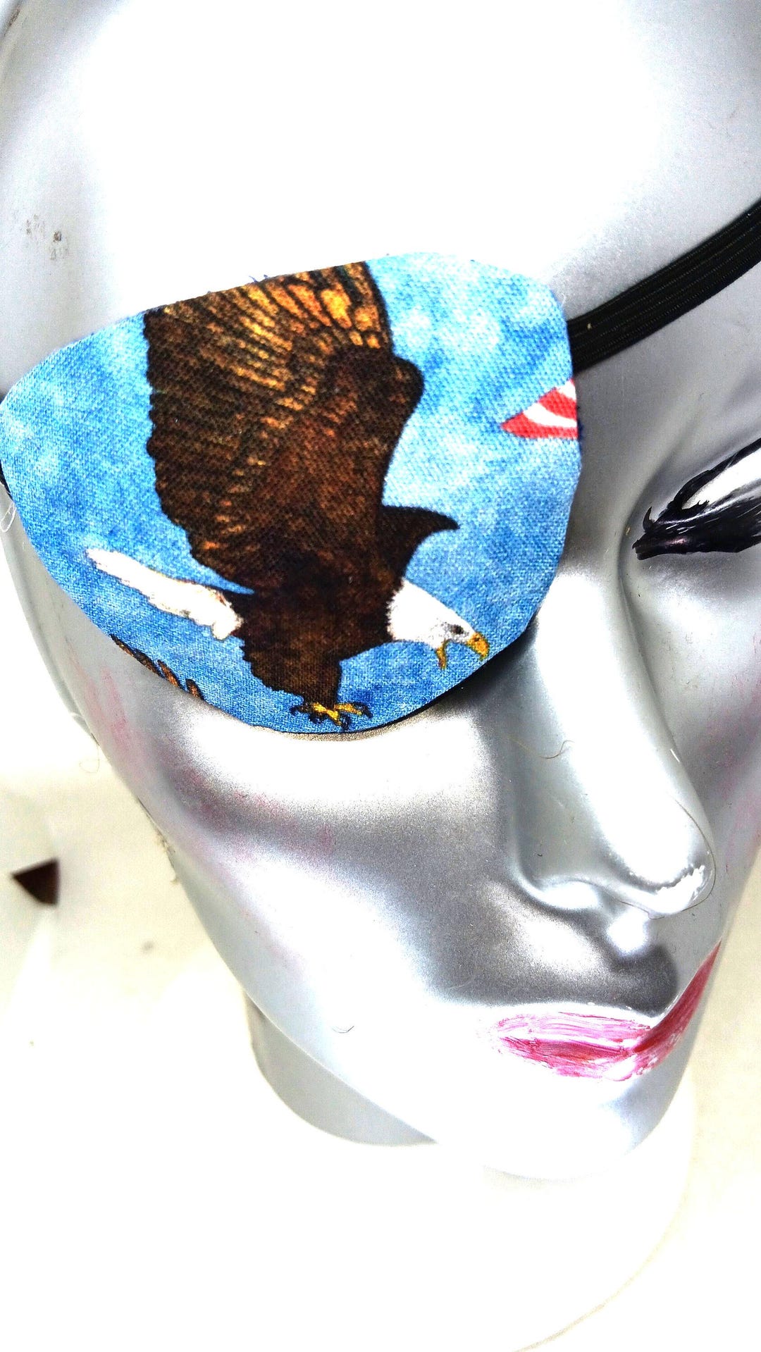 Handmade American Eagle Eye Patch, Patriotic Cotton Eye Cover Unisex ...