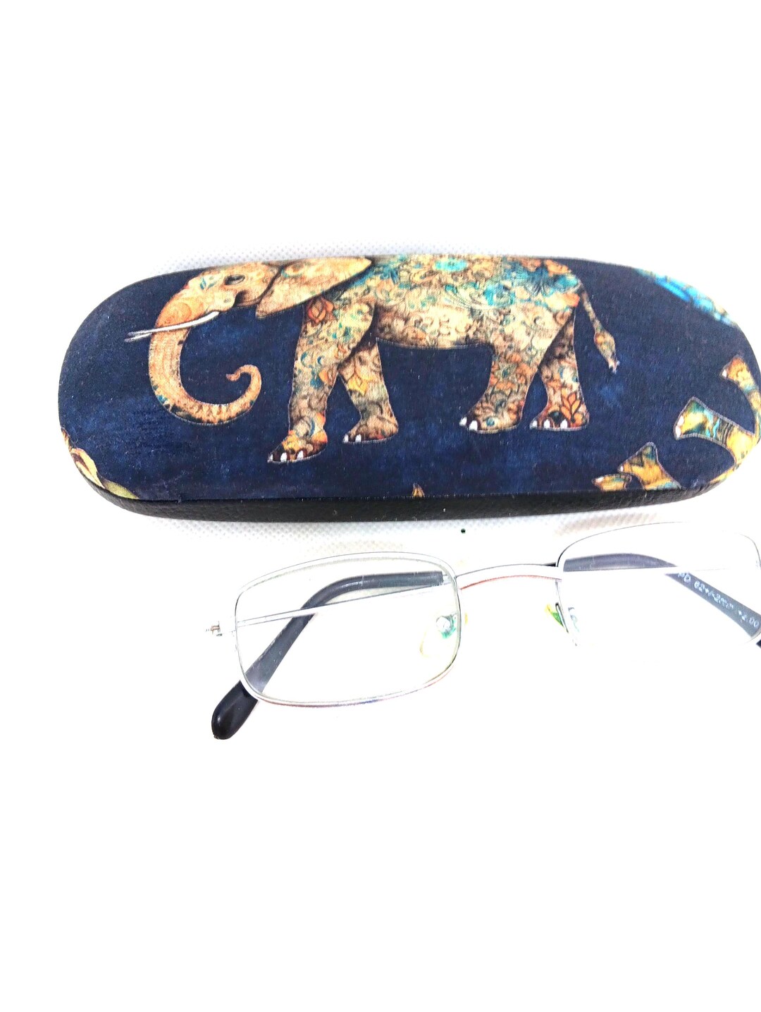 Adult Unisex Handmade Hard Eyeglass Case, "funky Elephant"/vision ...