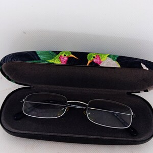 Woman's Handmade Hard Eyeglass Case "hummingbirds"/ Deeper Case Than Regular One/ Accessory Case ...