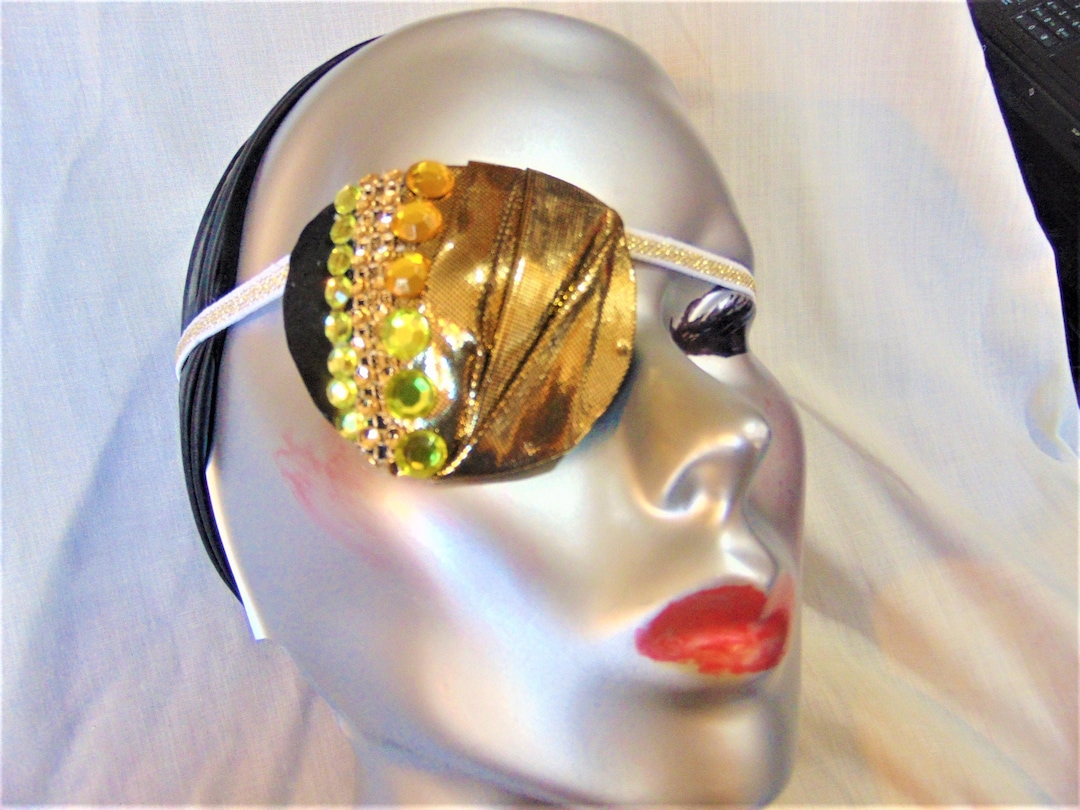 Woman's Eye Patch enticement/ Handmade: Metallic Gold Fabric ...
