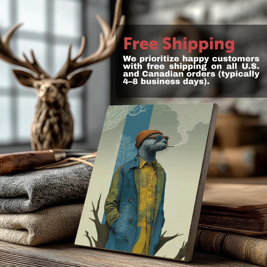 Decorative Hypebeast Anthropomorphic Gangster Otter Smoking Canvas ...