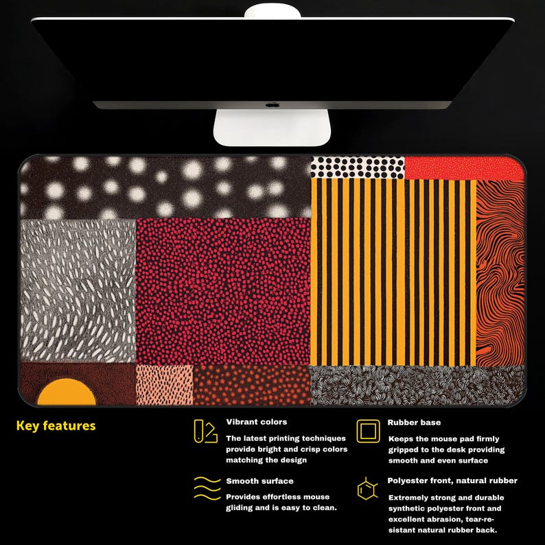 Linear Abstract Desk Mat Organic Geometric Large Mouse Pad Modern ...