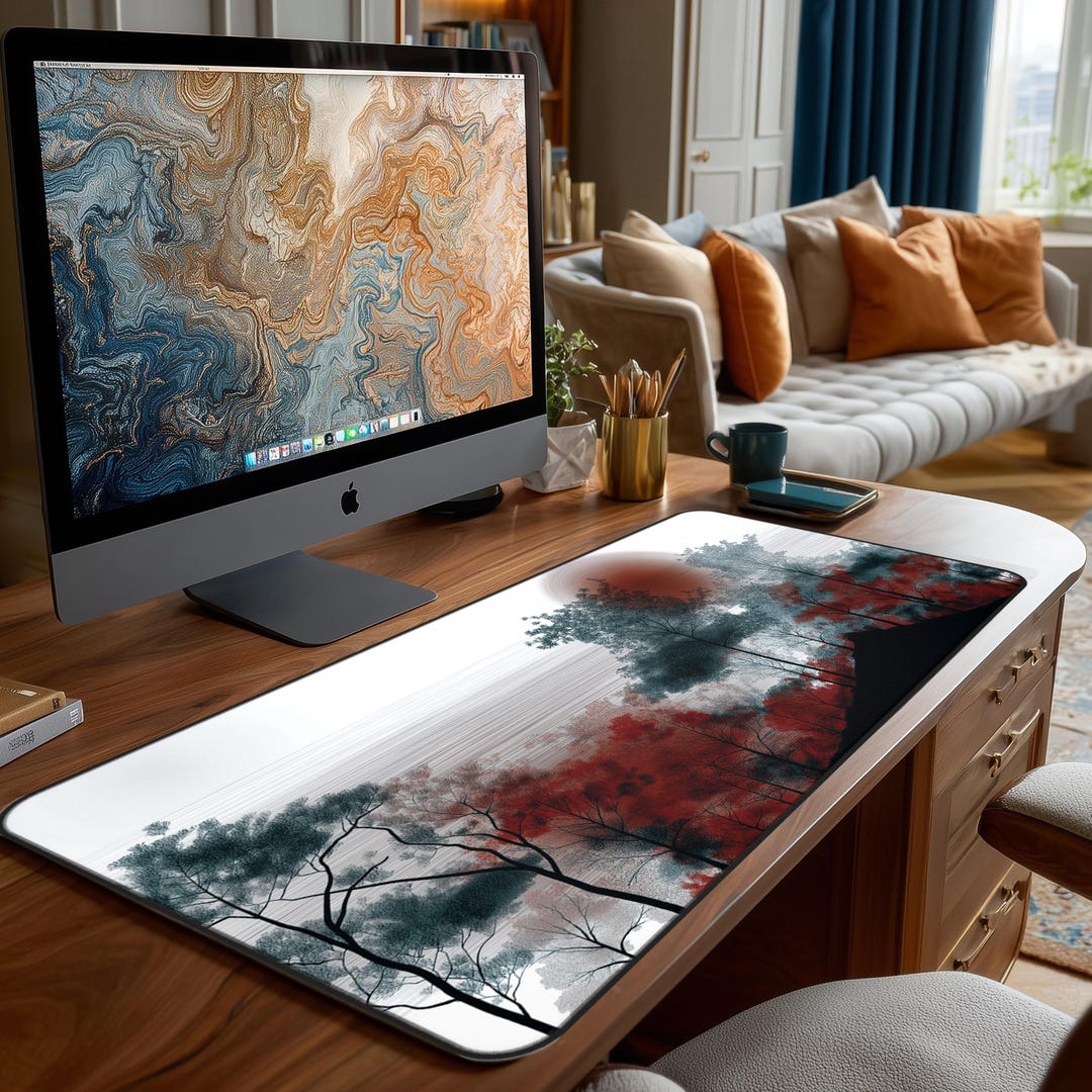 Ukiyo Sunset Desk Mat: Gaming Mouse Pad, Scenic Landscape Design ...