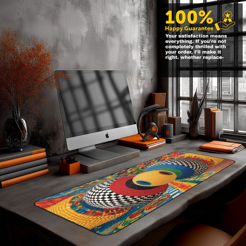 Geometric Sphere Gaming Desk Mat | Colorful Abstract PC Mouse Pad ...