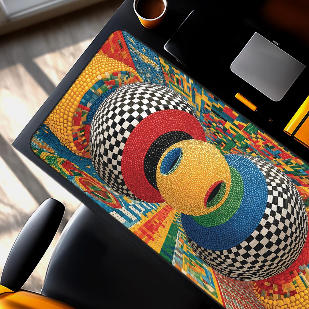 Geometric Sphere Gaming Desk Mat | Colorful Abstract PC Mouse Pad ...