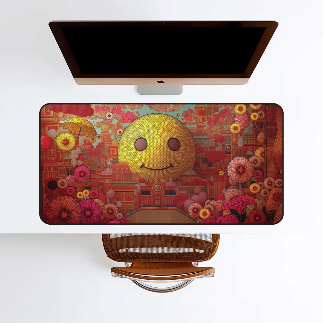 Lofi Murakami Inspired Desk Mat, Petalopolis Pop Surreal Art for Gaming ...