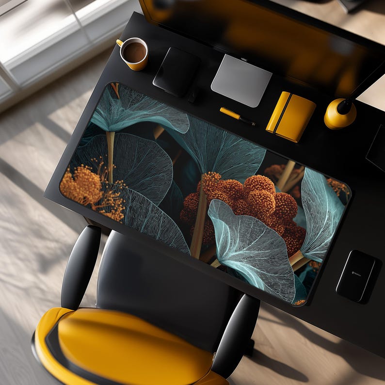 Veined Leaf Botanical Desk Mat | Organic Desktop Computer Floral Mouse ...