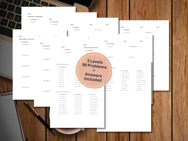 Algebra Expansion Worksheets PDF | Grade 7 Math (US Letter/a4) - Etsy