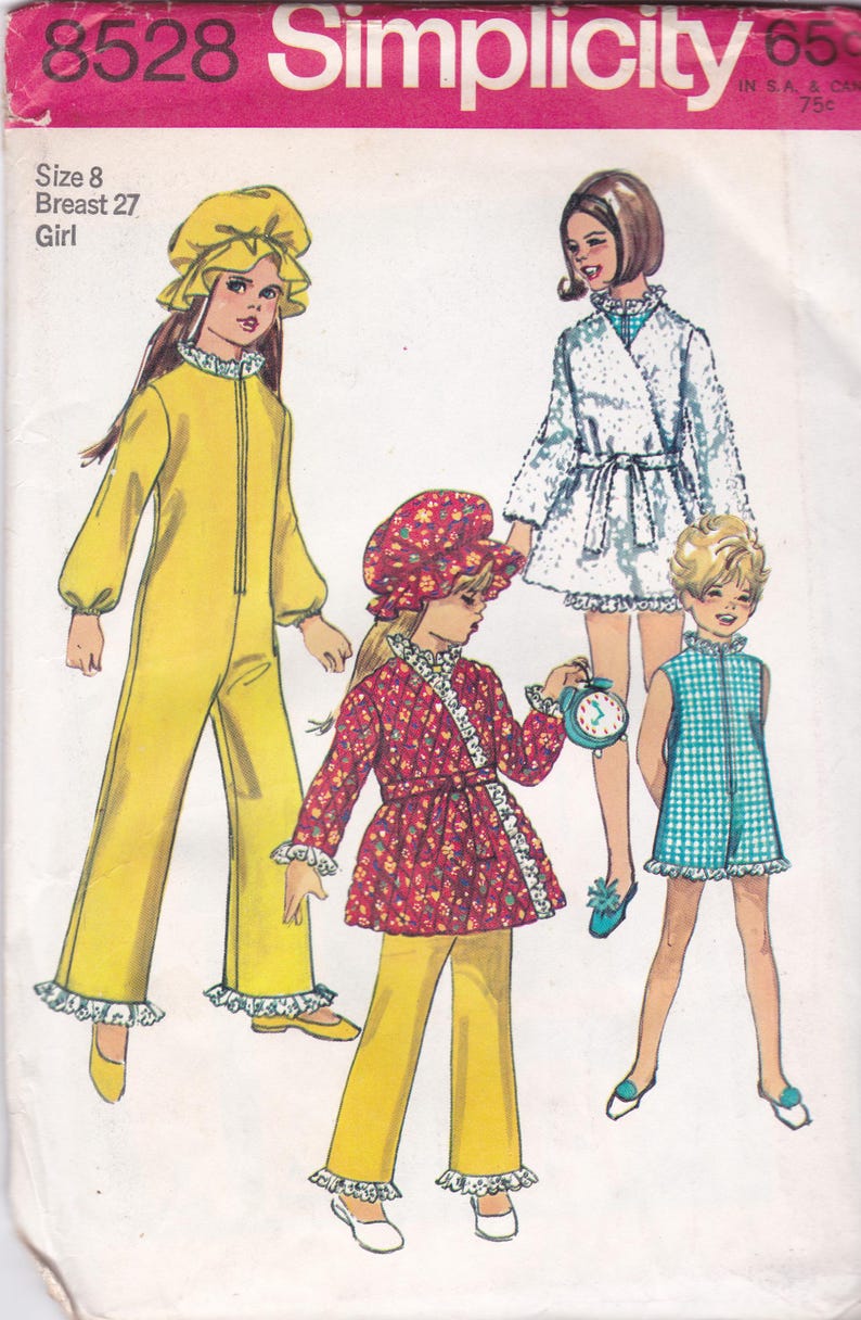 Simplicity Sewing Pattern 8528| Girls' Pajamas Sleep-suit | Robe and ...