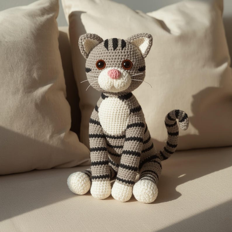 Realistic Cat Amigurumi Crochet Pattern PDF | Tabby Cat Plush ...