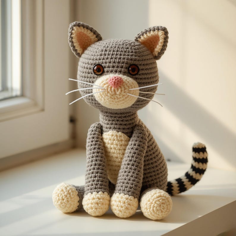 Realistic Cat Amigurumi Crochet Pattern PDF | Tabby Cat Plush ...