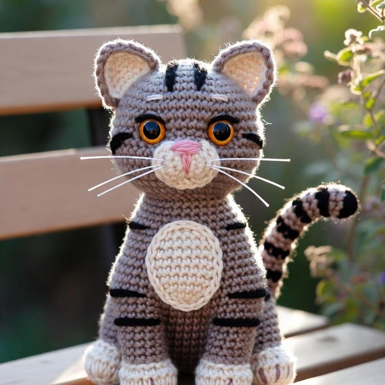 Realistic Cat Amigurumi Crochet Pattern PDF | Tabby Cat Plush ...
