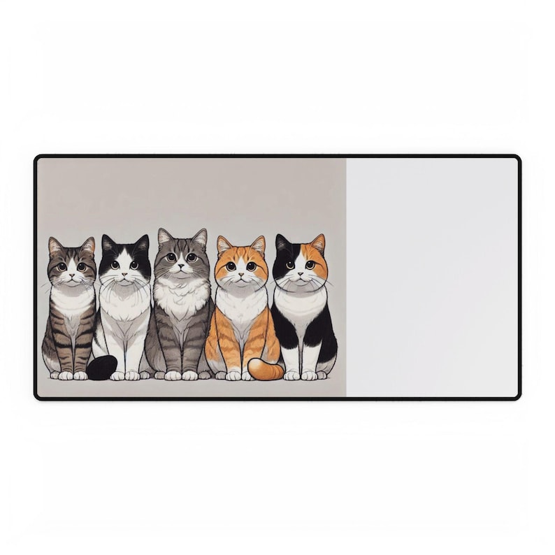 Sitting Cats Desk Mat | Hand-drawn Feline Illustration Mouse Pad - Etsy UK