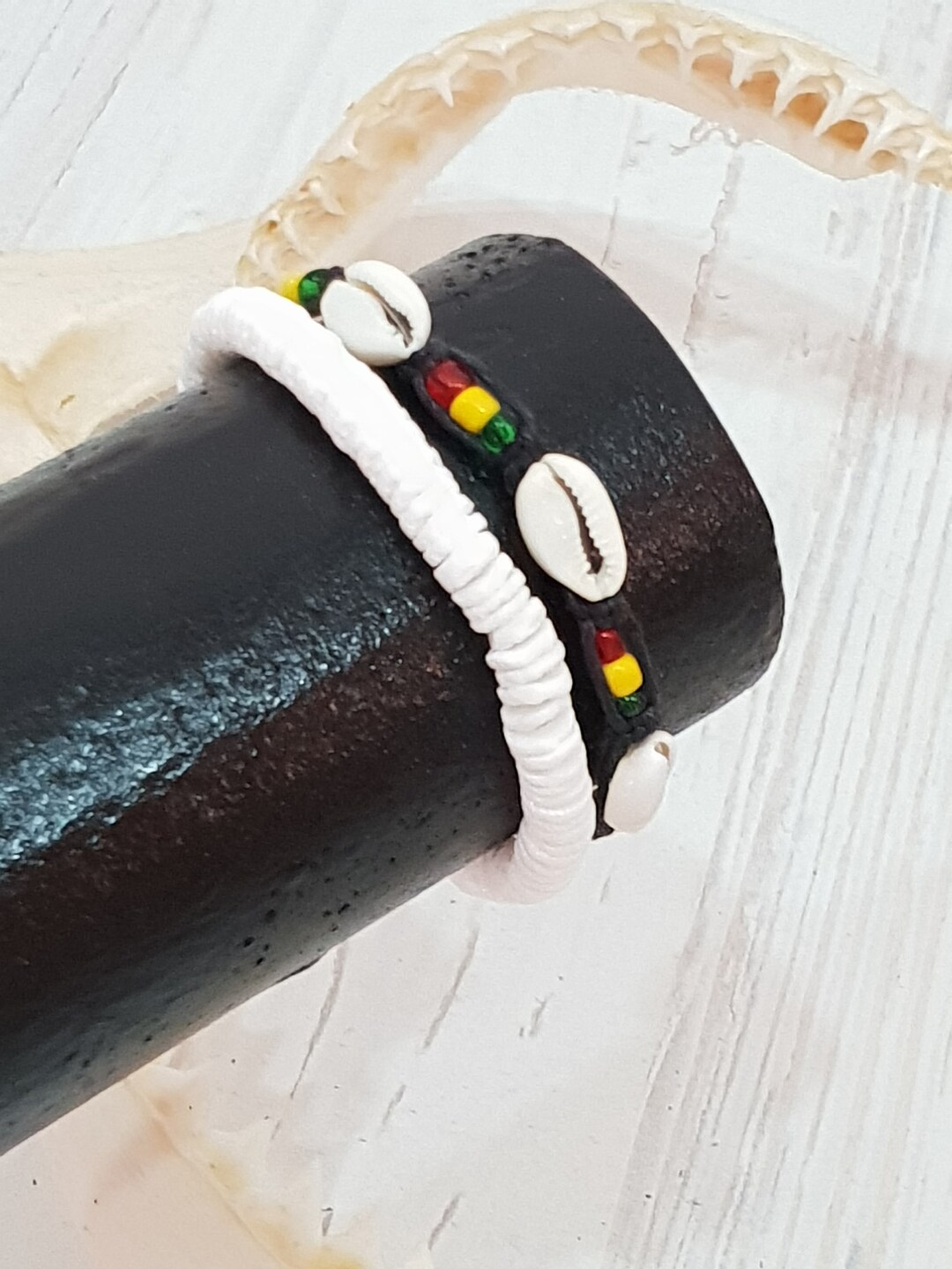 Set of 2 Puka Shell Surfer Beach Bracelet, Elastic, Boho, Island ...