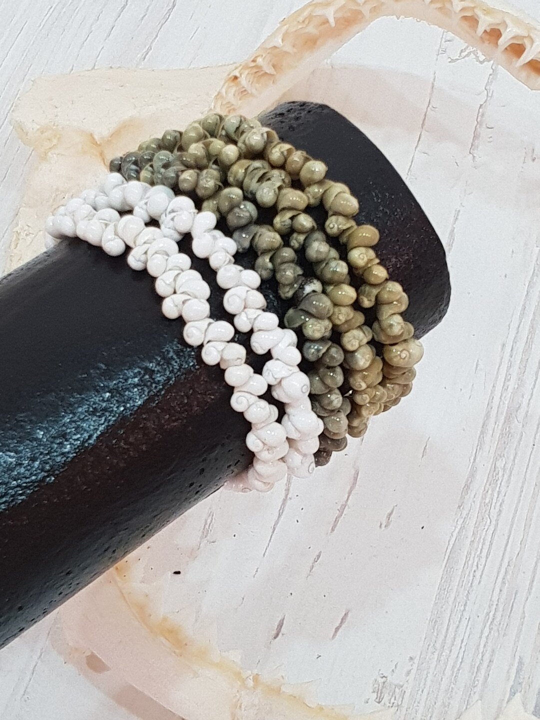 Set of 5 Puka Shell Surfer Beach Bracelets, Elastic, Boho, Island ...