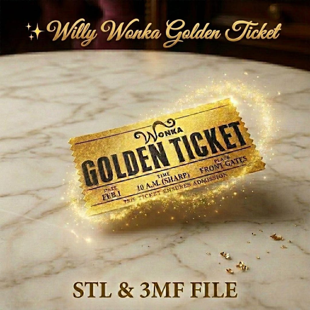 Golden Ticket File | Printable Fantasy Ticket | 3D Print-in-place | STL ...