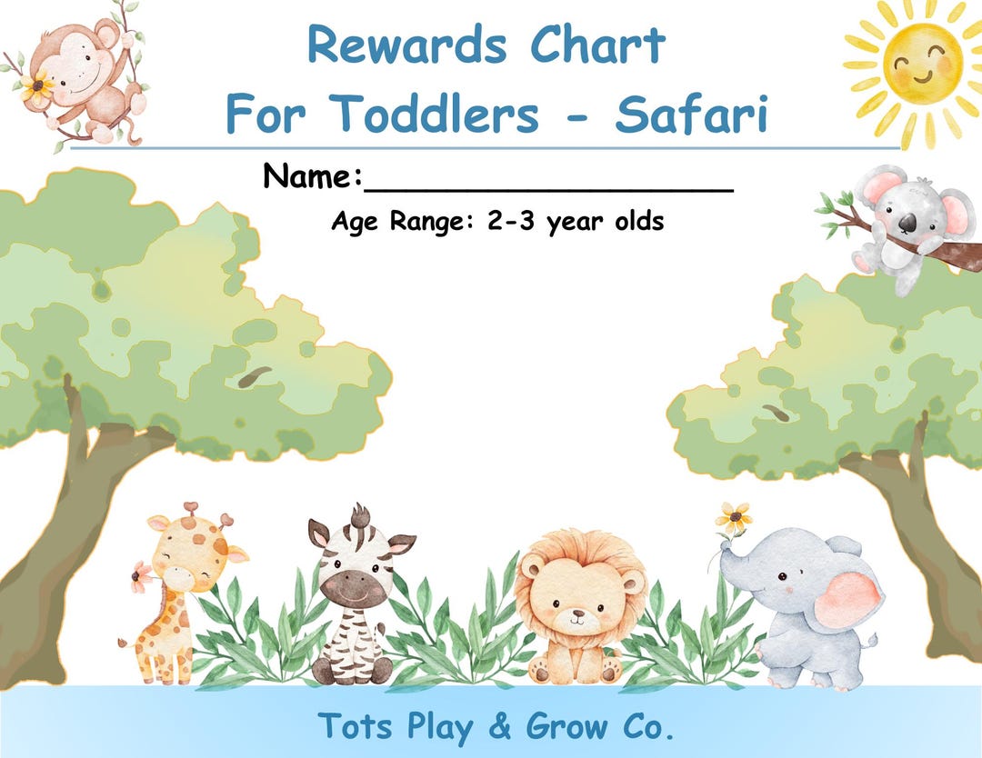Toddler Safari Reward Chart | Behavior Sticker Chart (digital Download ...