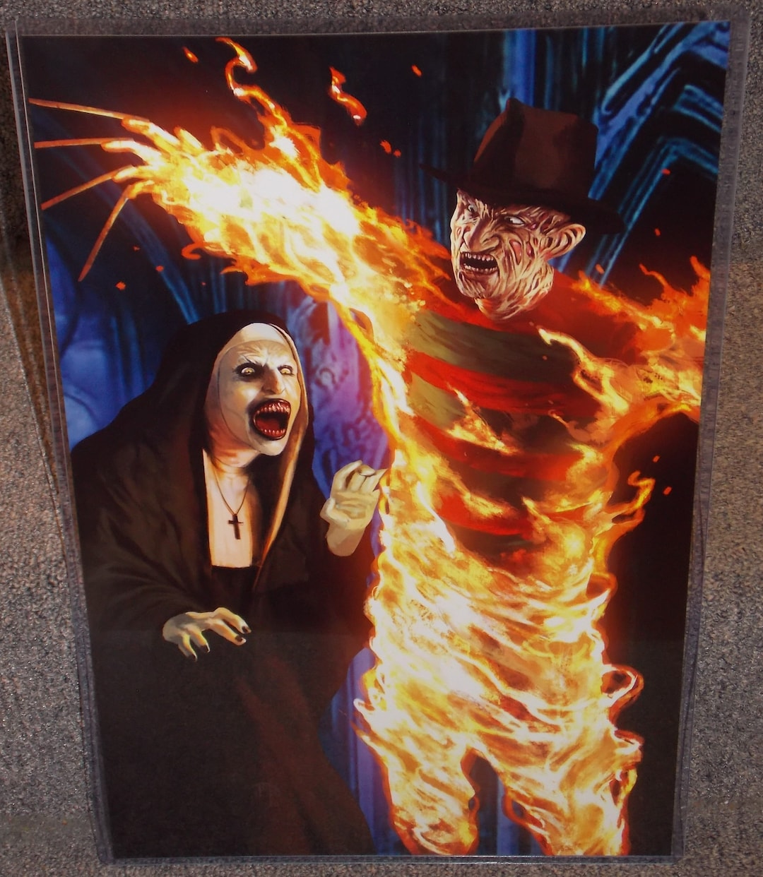 The Nun Valak Vs Freddy Krueger Glossy Art Print 11 X 17 in Hard ...