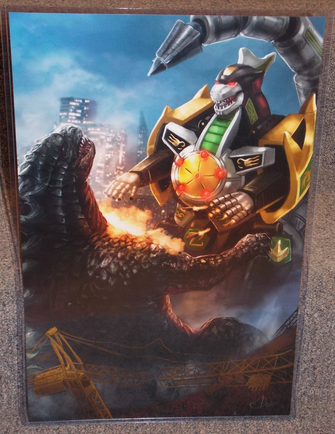 Godzilla Vs Power Rangers Dragonzord Glossy Art Print 11 X 17 | Etsy