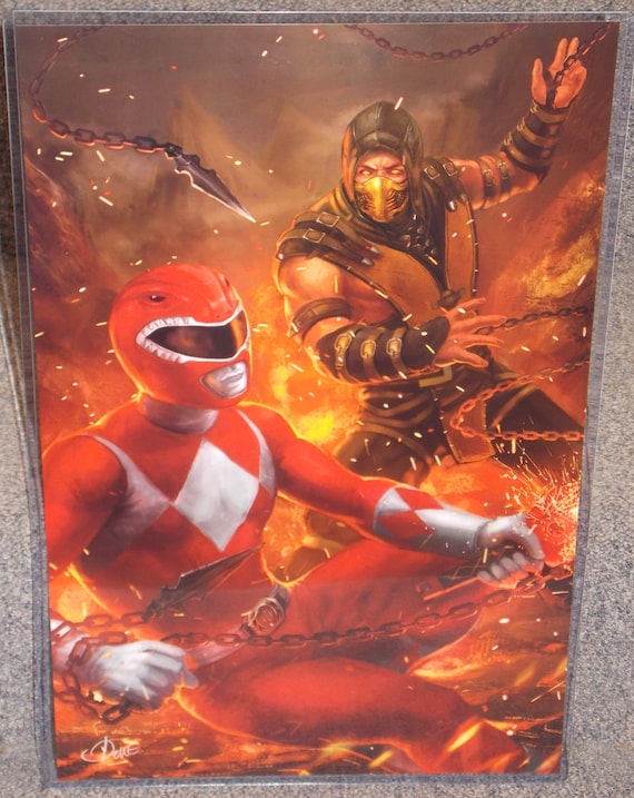 Red Power Ranger Vs Mortal Kombat Scorpian Glossy Art Print 11 - Etsy