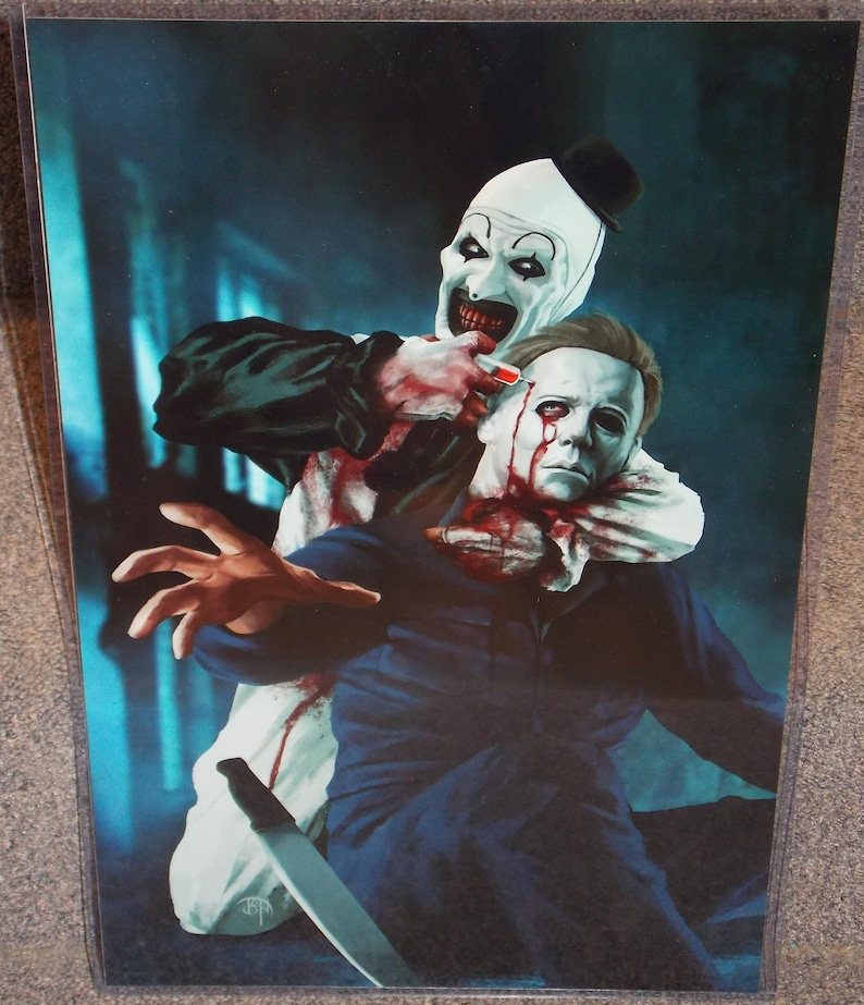 Michael Myers Vs Terrifier Art the Clown Glossy Art Print 11 X 17 in ...