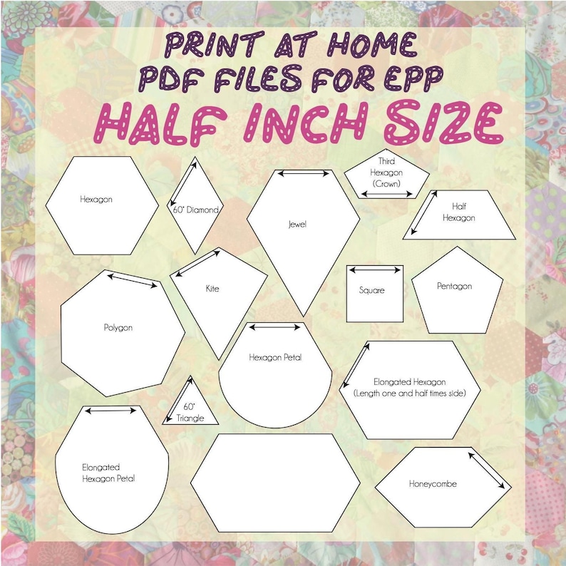 Printable Half Inch EPP Hexagon Templates | Quilting & Patchwork A4 and ...