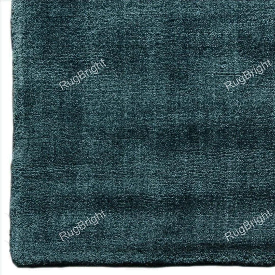 Teal Green Hand Tufted Wool Rug, Plush Modern Minimalist Carpet - Etsy