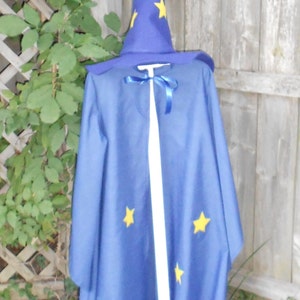 Children's or Adult Wizard Costume - Wizard Cloak and Hat - Blue ...