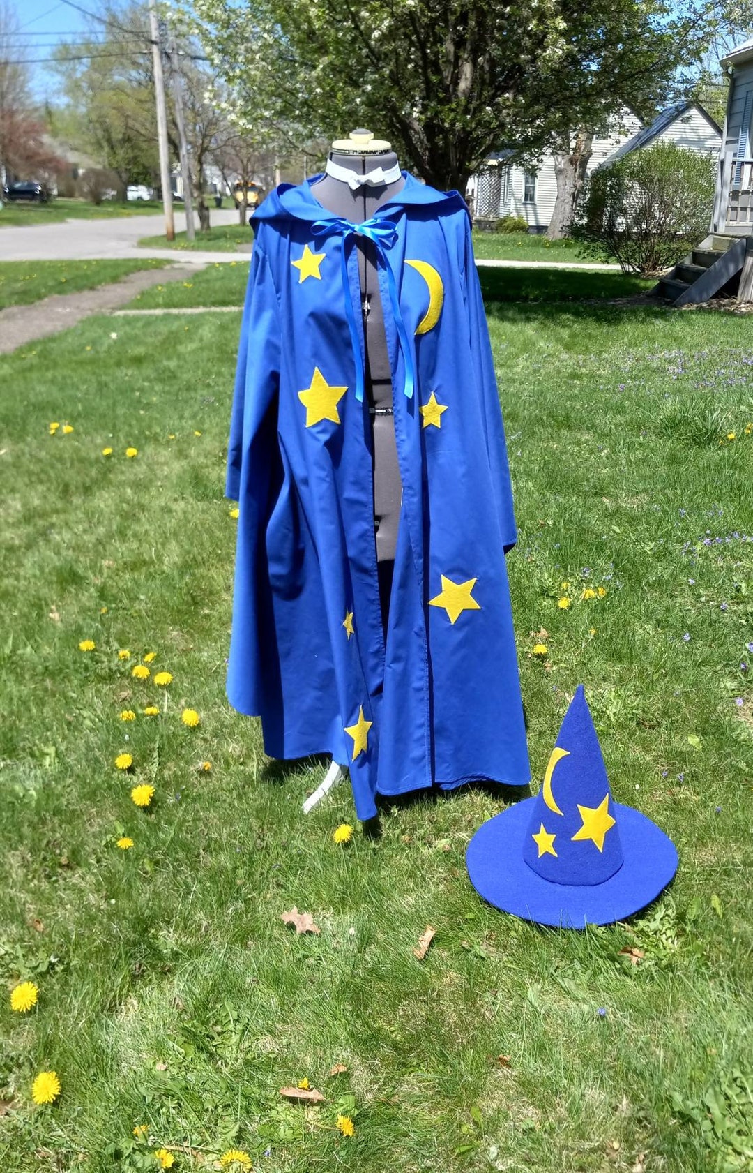 Children's or Adult Wizard Costume - Wizard Cloak and Hat - Blue ...