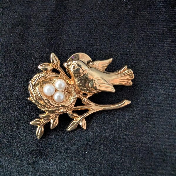Vintage Bird Nest Brooch - Etsy