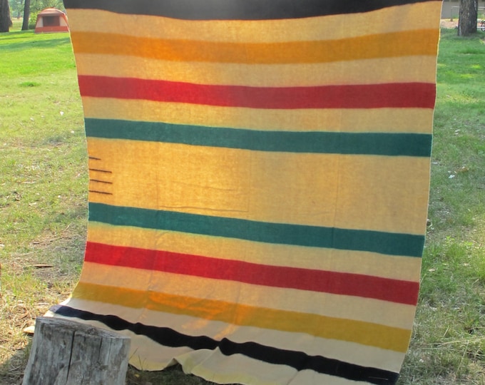 1920s Hudson Bay 3.5 Point Blanket RARE Red Label Multistriped Headings ...
