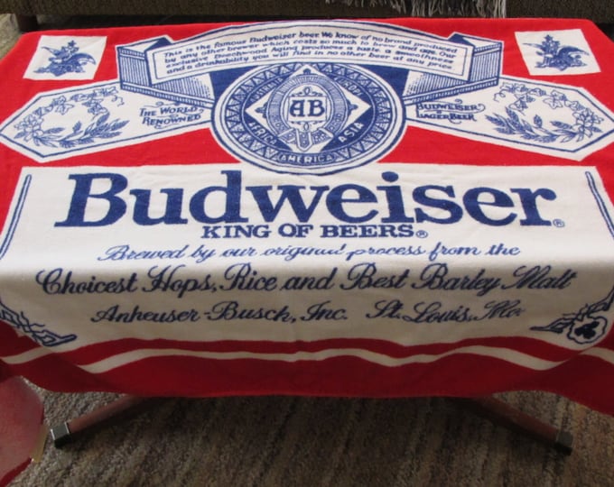 Vintage Budweiser Beach Towel. Oversized 80S BEER Can LABEL. Franco ...