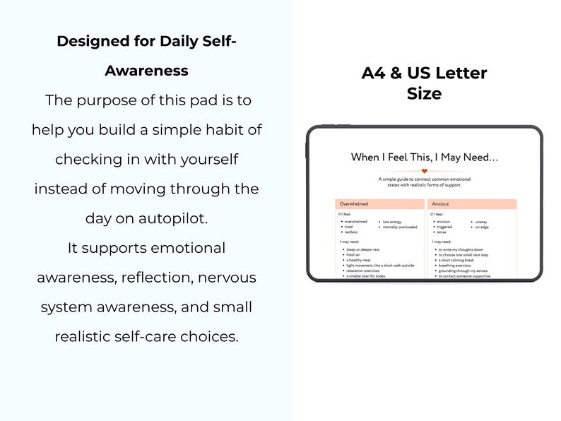Low Energy Day Check-in Pad, Daily Mental Health Worksheet, Mood ...