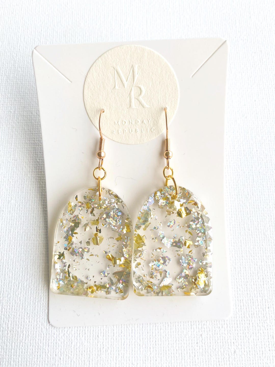Champagne Bubbles - Window Arch Resin Drop Earrings - Etsy