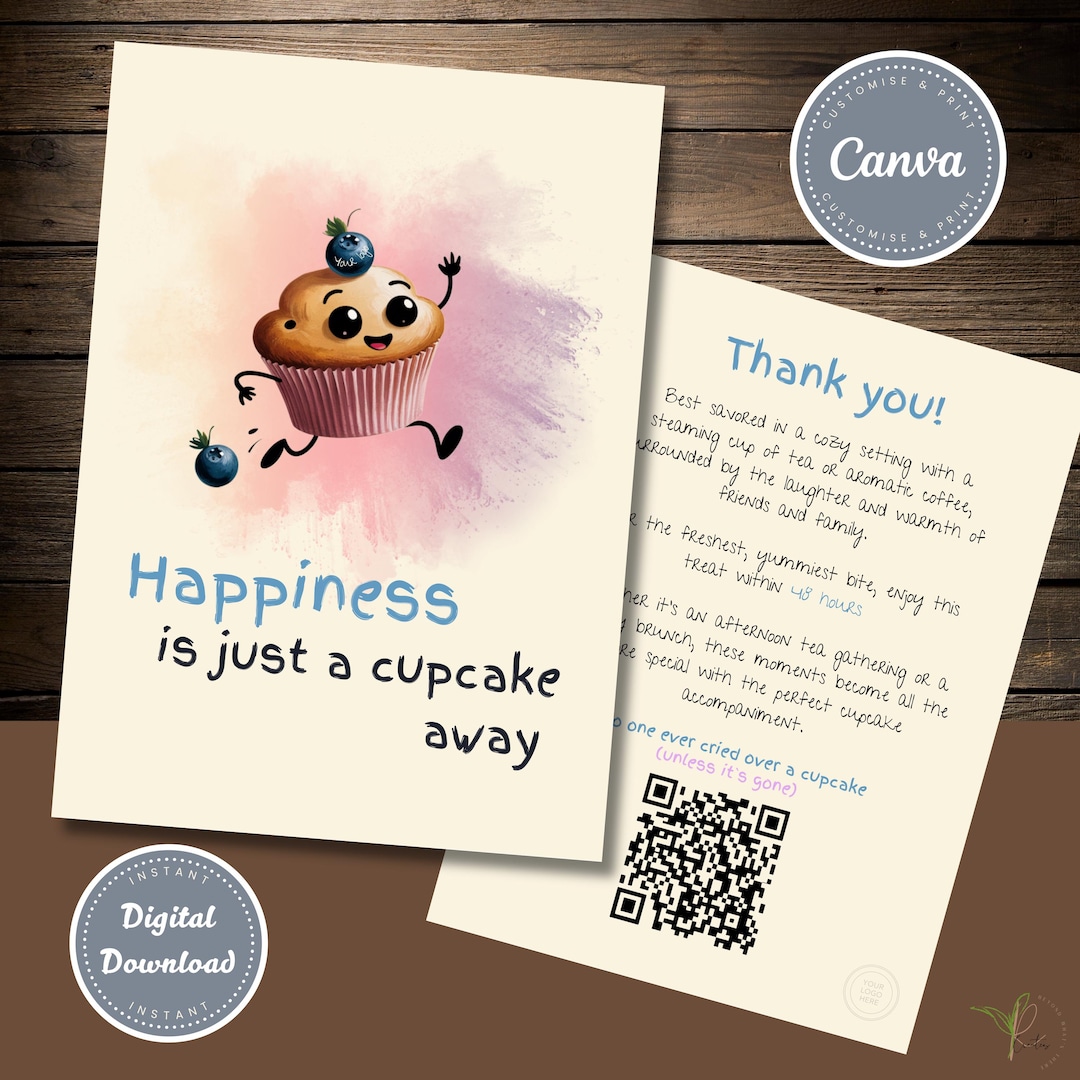 Editable Bakery Thank You Card Template for Canva | Baking Business ...
