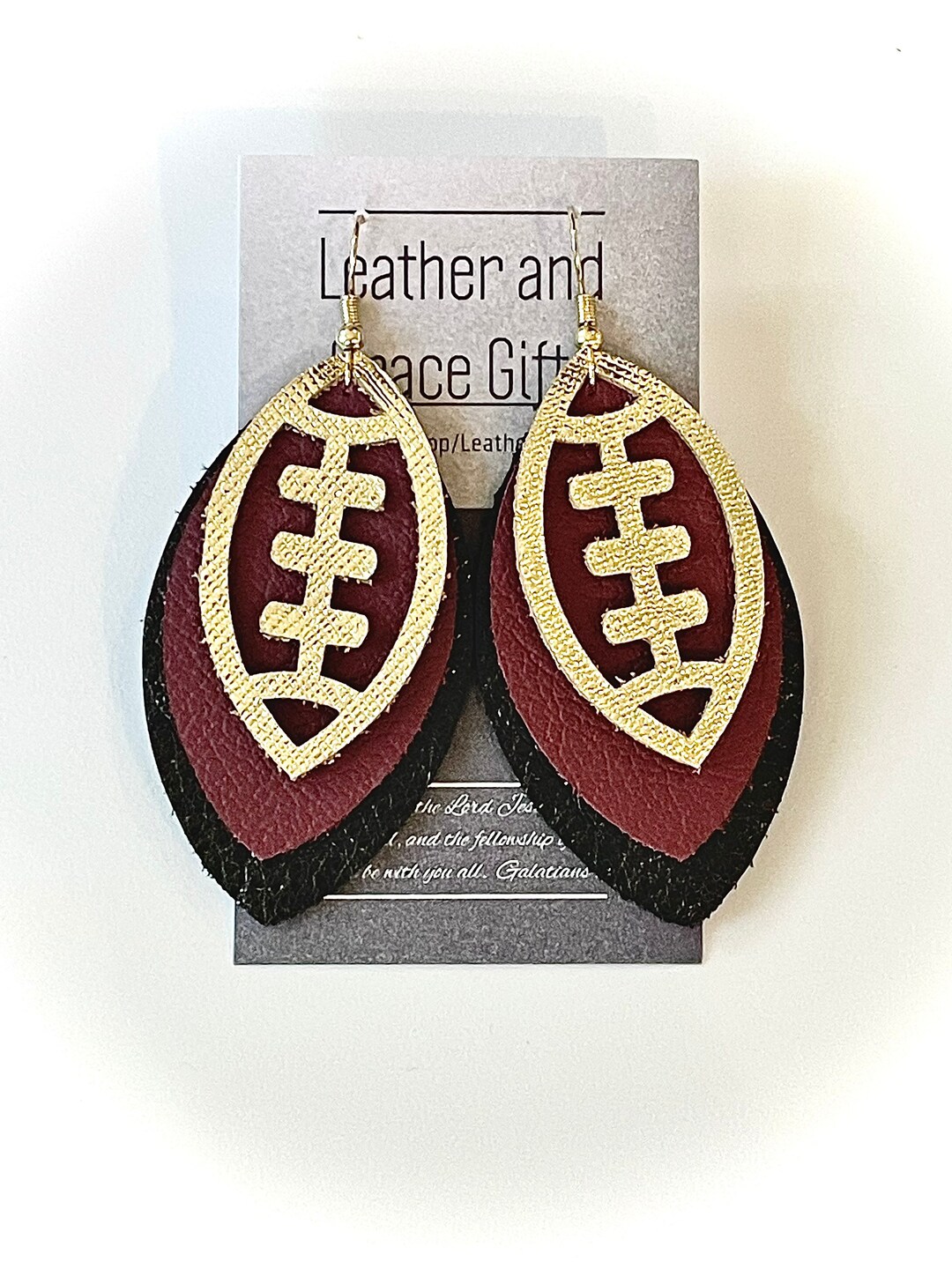 FSU Florida State Football Black Gold Leather Stack Dangle - Etsy
