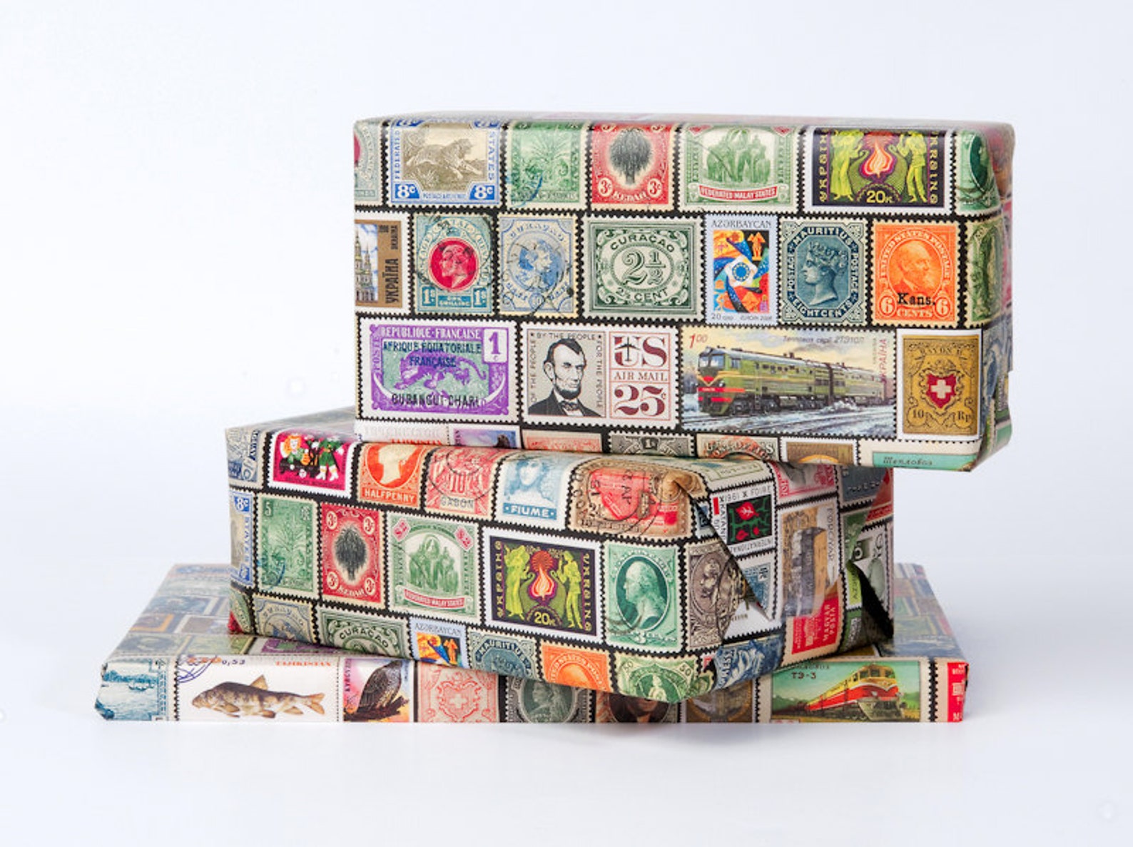 Vintage Postage Stamp Wrapping Paper / 12 Sheets - Etsy