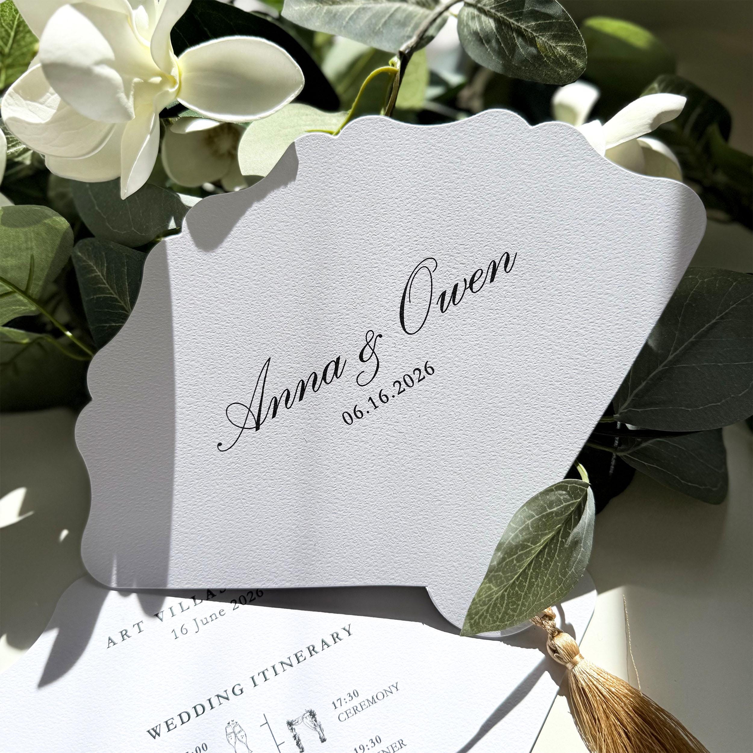 Luxury Wedding Paper Fans - Double-sided Printed Tasseled Fan, 950gsm ...