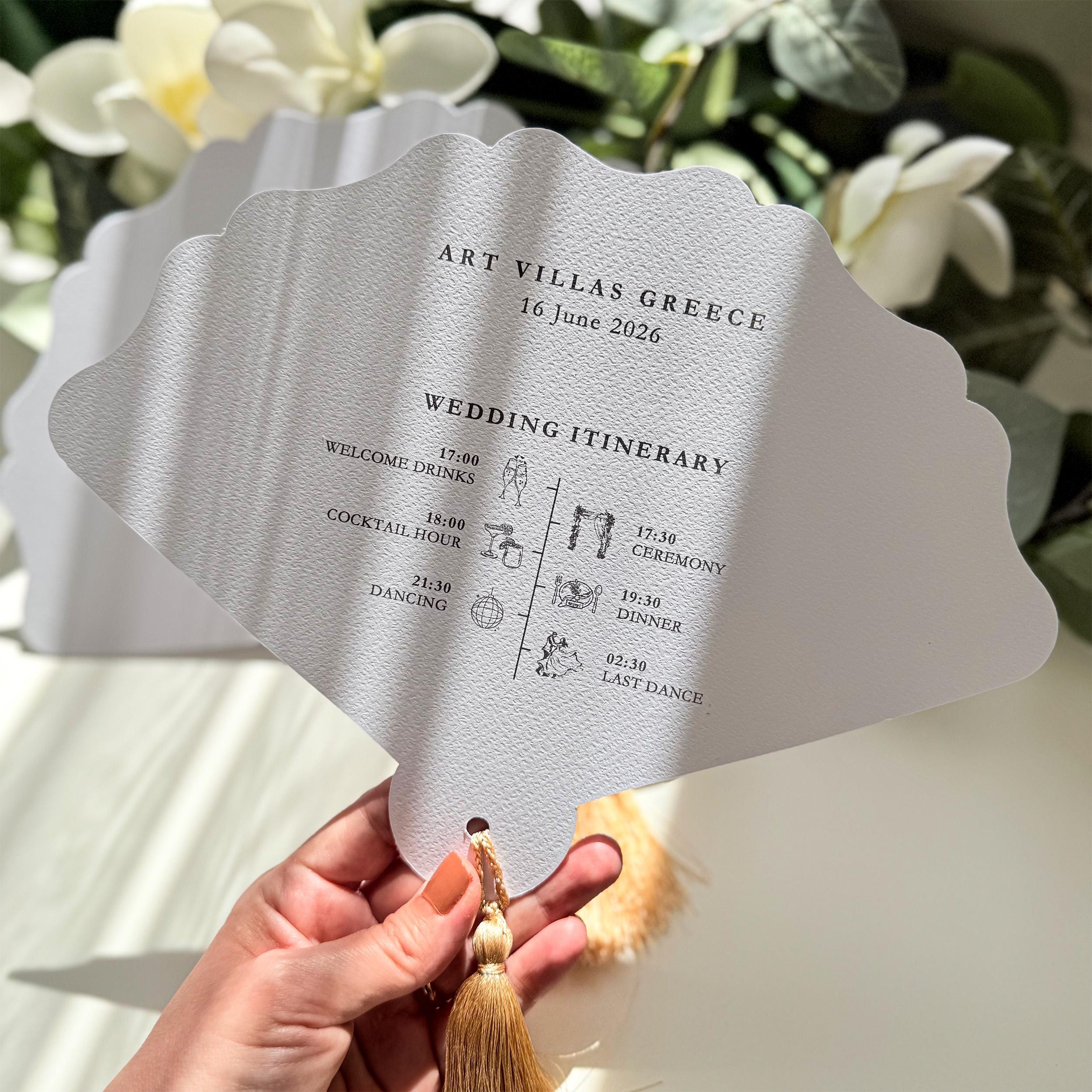 Luxury Wedding Paper Fans - Double-sided Printed Tasseled Fan, 950gsm ...