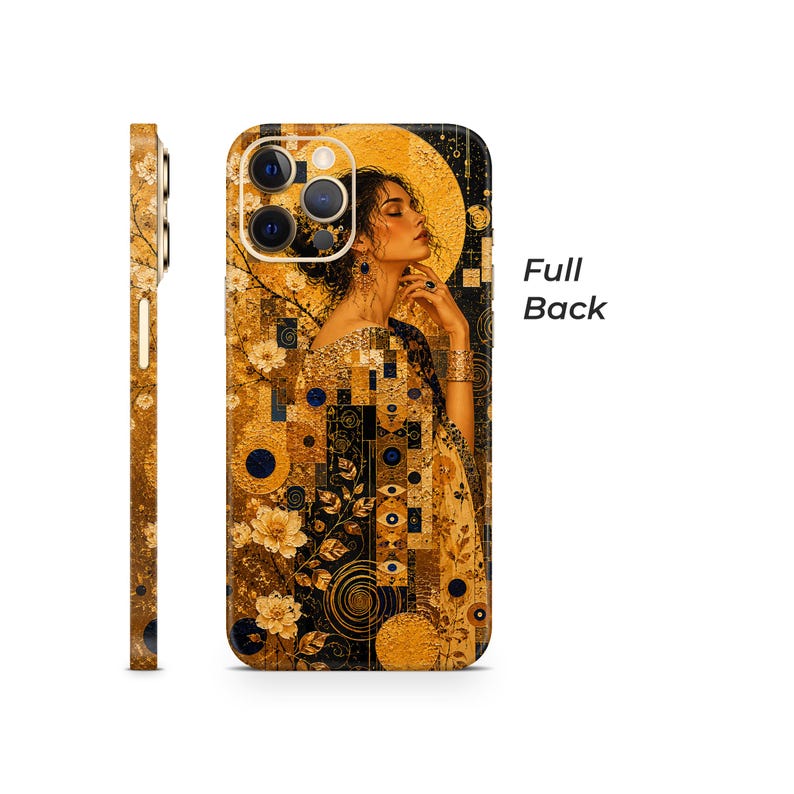 Art Nouveau Phone Skin Wrap | Klimt Inspired Gold Floral Decal (2500 ...
