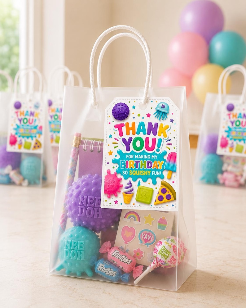 Needoh Squishy Birthday Favor Tags | Printable Thank You Gift Tags ...