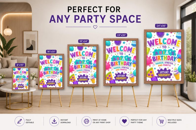 Needoh Squishy Birthday Welcome Sign | Editable Canva Party Decor ...