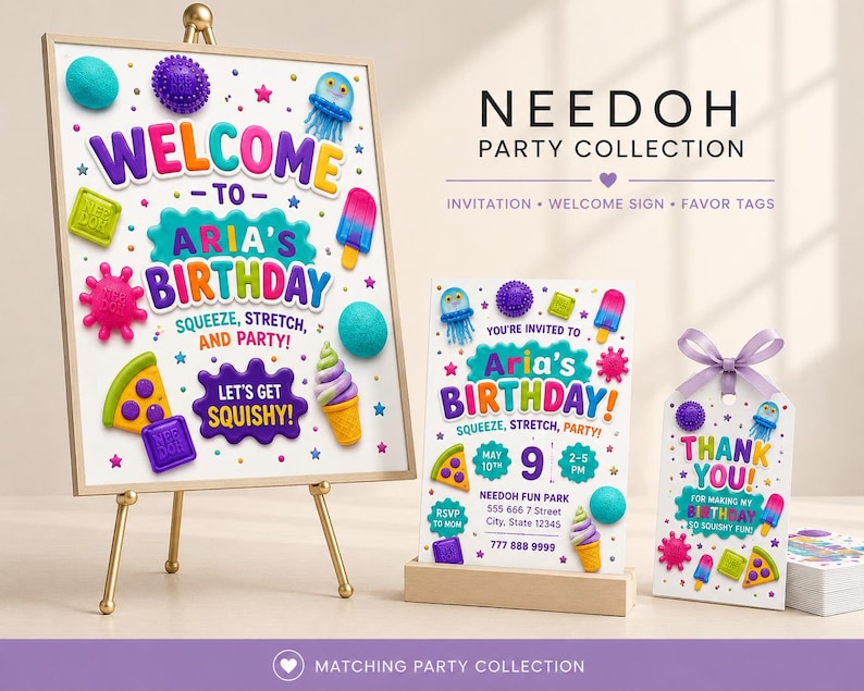 Needoh Squishy Birthday Favor Tags | Printable Thank You Gift Tags ...