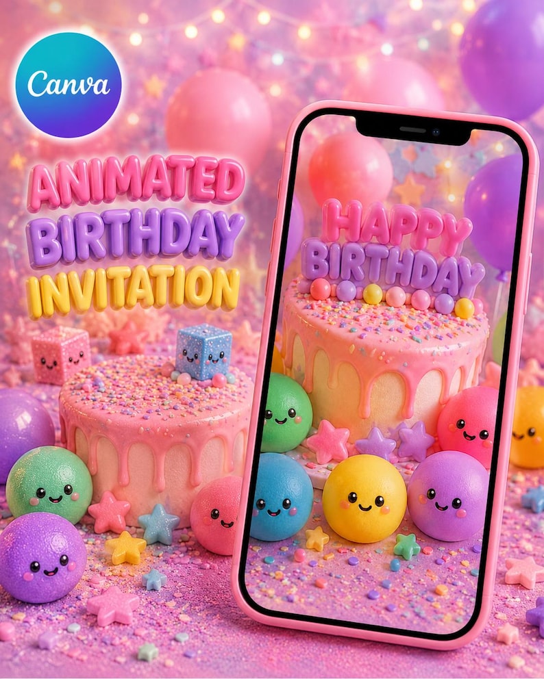 Animated Squishy Birthday Invite | Ice Cream Party Video Invitation ...