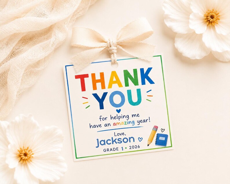 Editable Teacher Thank You Gift Tags | Blue Version(digital Download ...