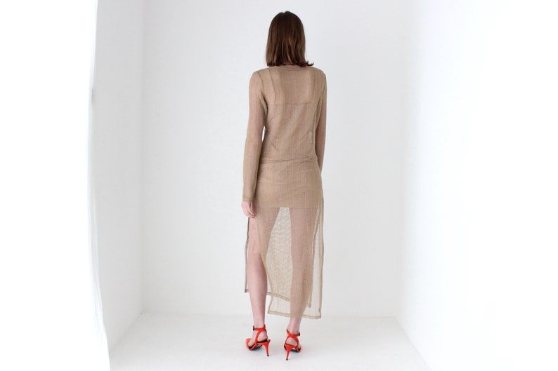 Y2K Flesh Mesh Fishnet Sheer Cut Out Open Knit Crochet Long - Etsy