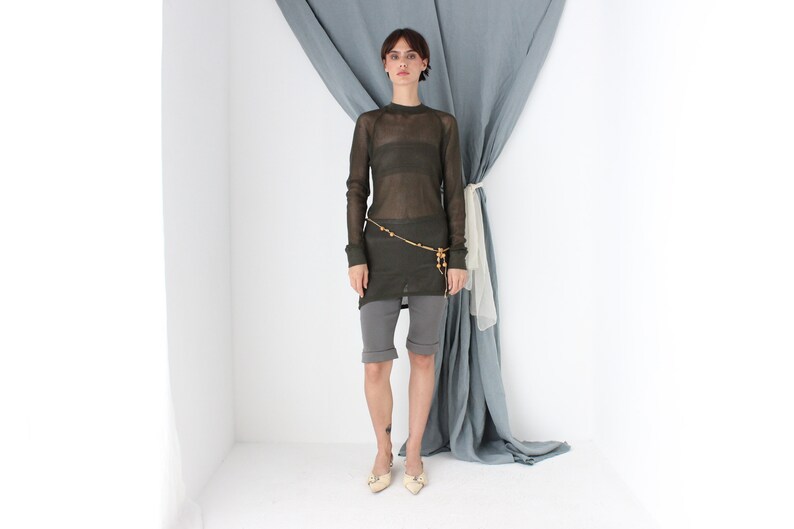 MADE IN ITALY 2000s Khaki Fishnet Mesh Minimal High Neck - Etsy