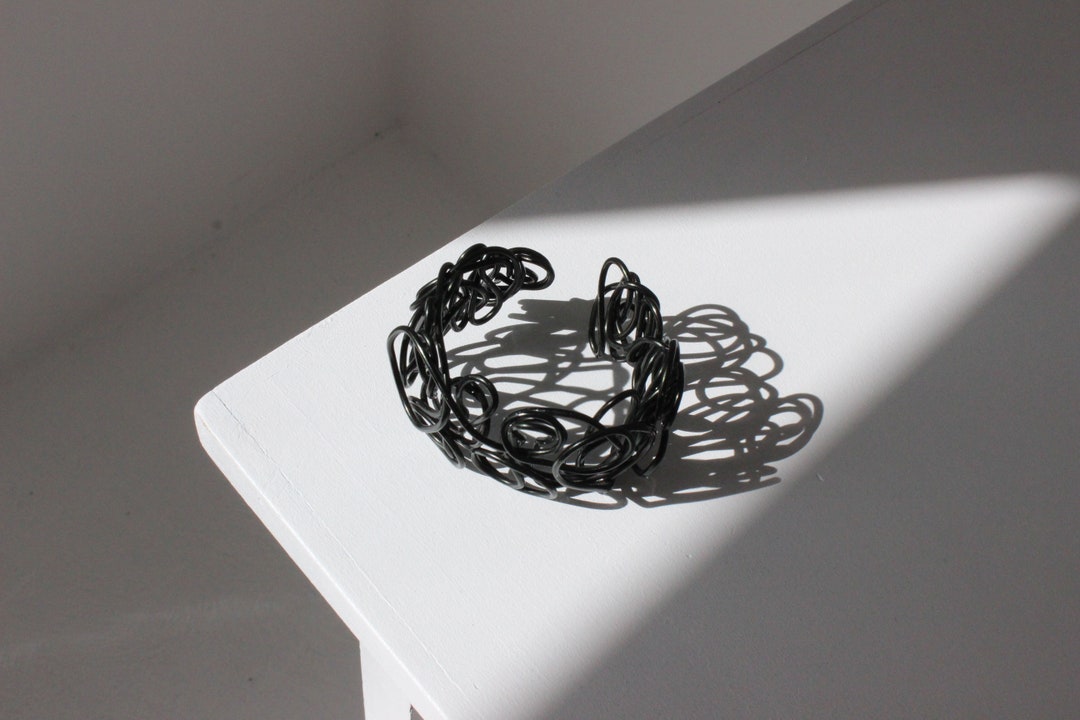 2000s Squiggly Black Abstract Cuff Bracelet - Etsy