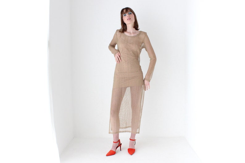 Y2K Flesh Mesh Fishnet Sheer Cut Out Open Knit Crochet Long - Etsy